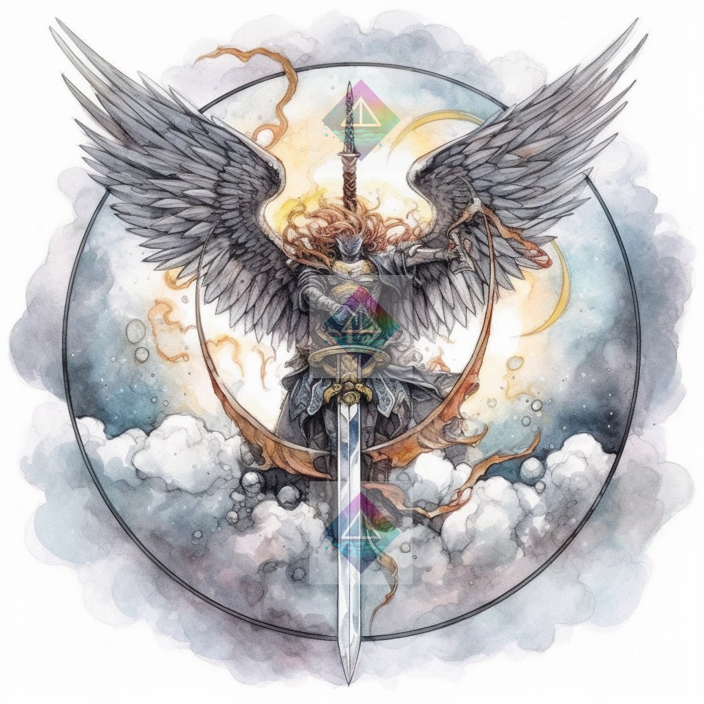 Angel God Wing Sword Clipart 12 High Quality Jpgs Digital Paper ...