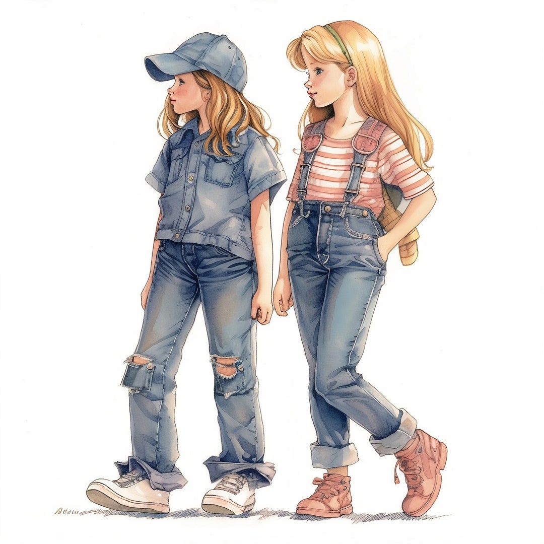 Girls in Jeans Clipart 19 High Quality Pngs Digital Paper Crafting ...
