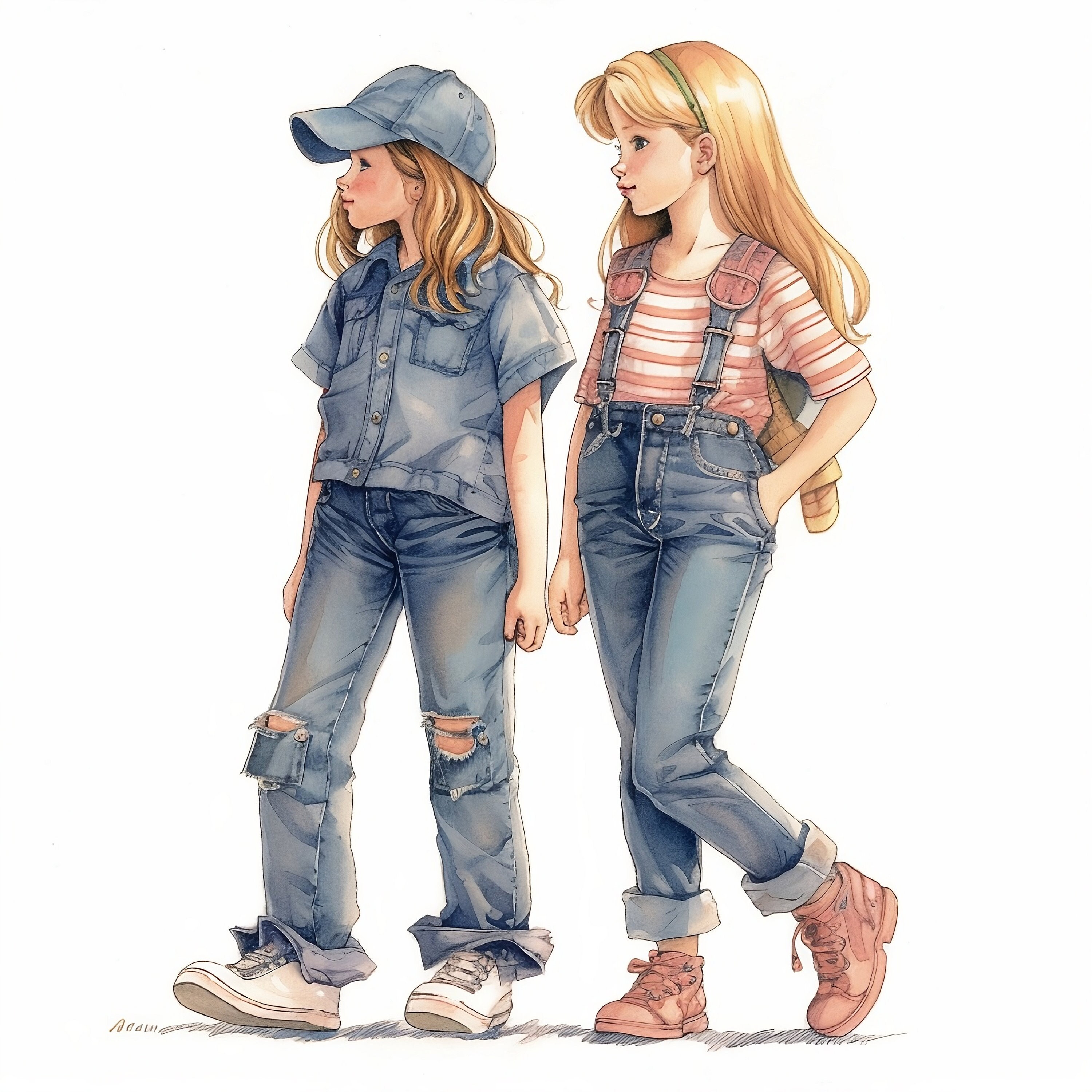 Girls in Jeans Clipart 19 High Quality Pngs Digital Paper Crafting ...