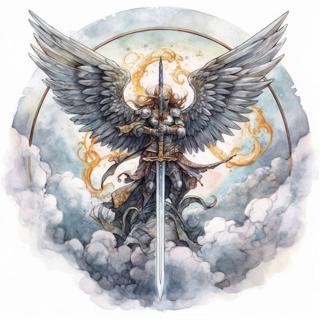 Angel God Wing Sword Clipart 12 High Quality Jpgs Digital Paper ...