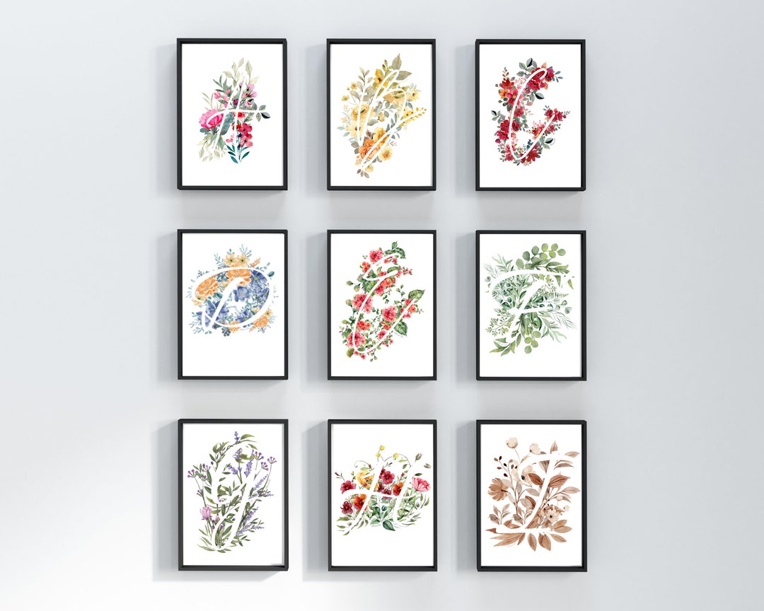 Wall Poster Collection floral Alphabet 1 to Choose From A to J A4 Print ...