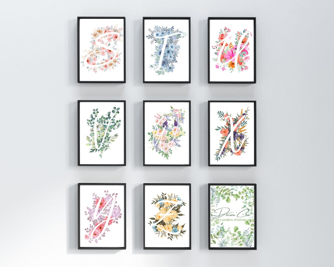 Wall Poster Collection floral Alphabet 1 to Choose From U to Z A4 Print ...