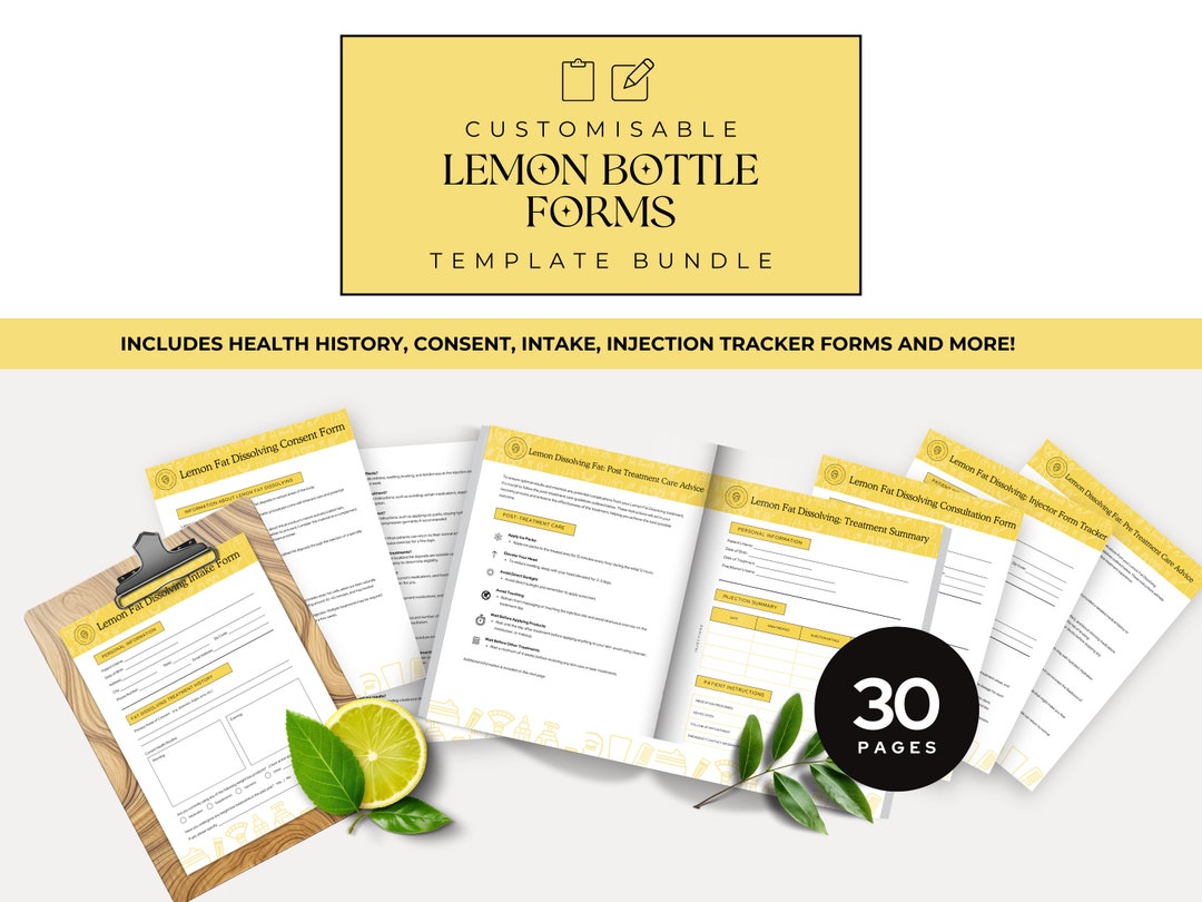 Lemon Bottle Forms | Client Intake, Lemon Bottle Consent, Fat Dissolve ...