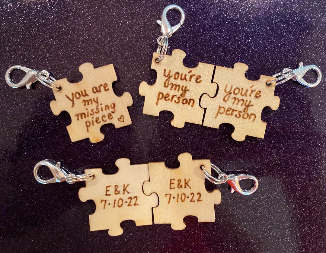 Puzzle Piece Keychain | Couples Keychain - Etsy