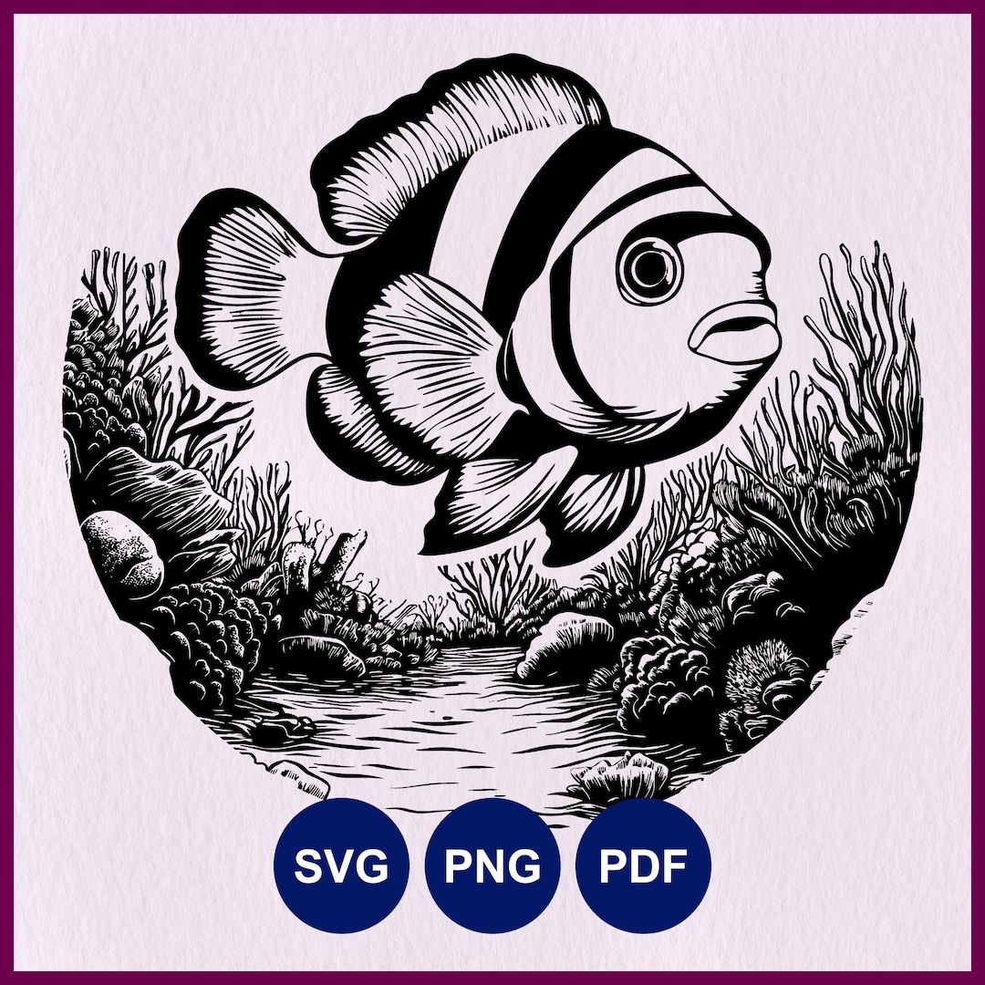 Clown Fish SVG | Tropical Fish SVG | Marine Life | Ocean & Aquarium ...