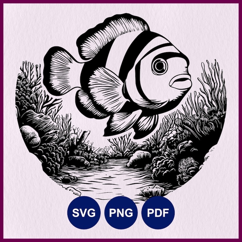 Clown Fish SVG, Clownfish Vector File, Tropical Fish SVG, Finding Nemo, Sea Fishing PNG ...