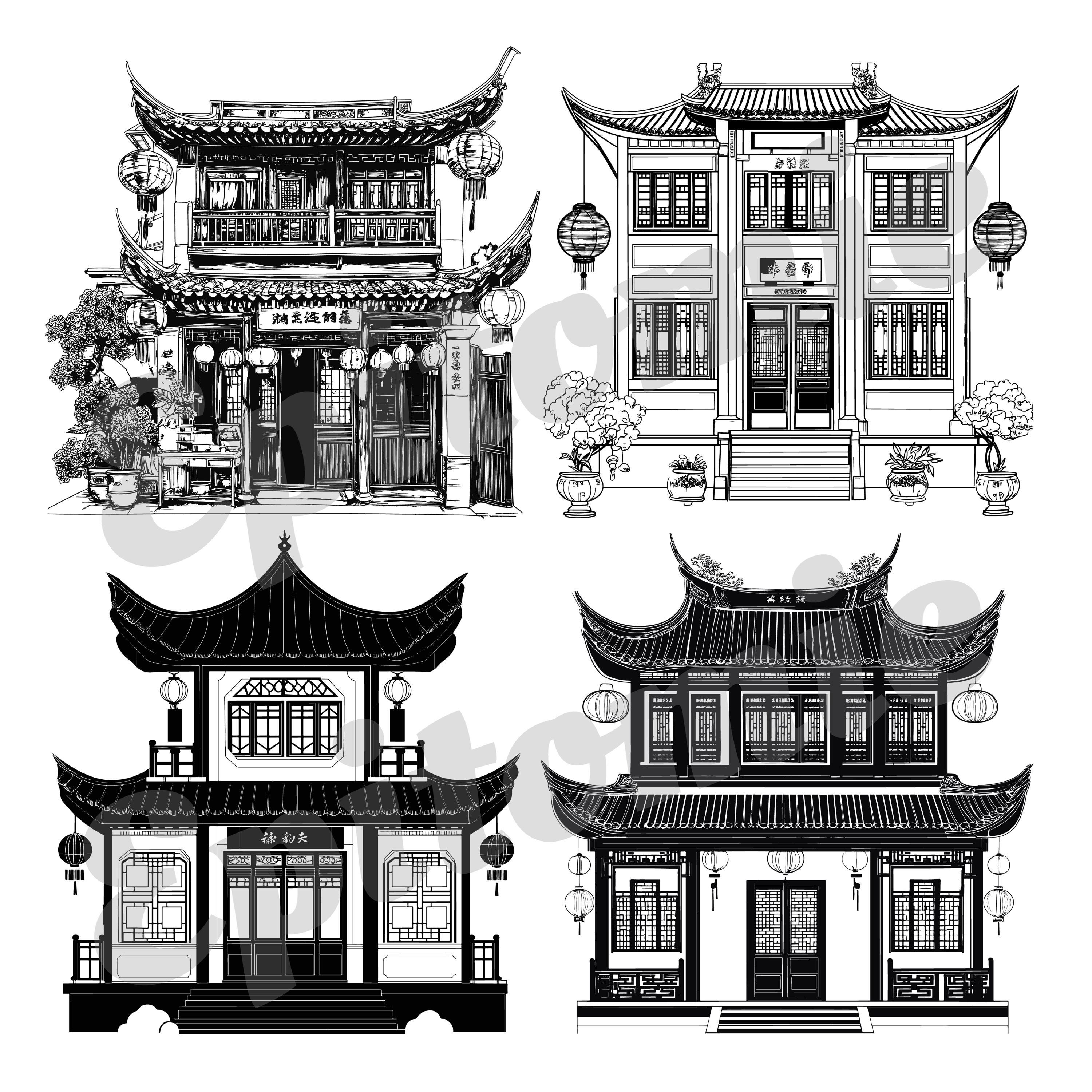 Chinatown House SVG | Chinese Town, East Asia Architecture Clipart | 10 ...