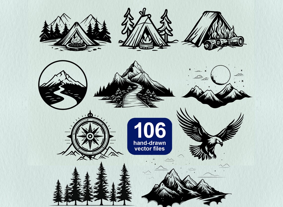 Hiking SVG Bundle, Camping Cricut Stencil, Nature SVG, Adventure Svg ...