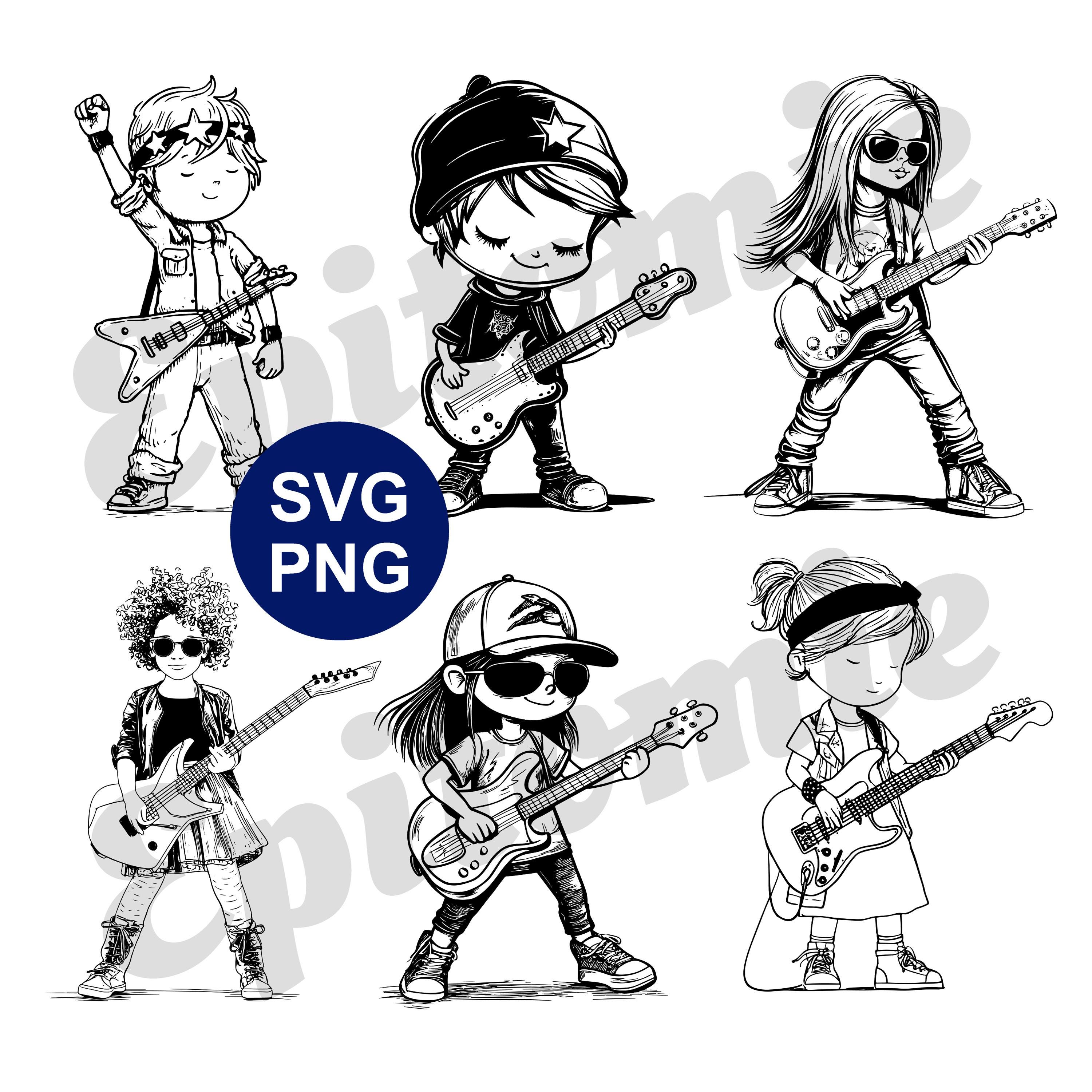 Kid Rockstar SVG: Young Musician Clipart, Music Class Decor, Children ...