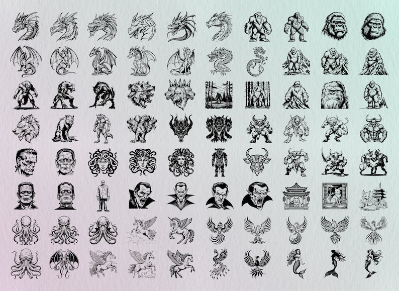 Monsters SVG - Mythical Creatures and Fantasy Monsters - Frankenstein ...