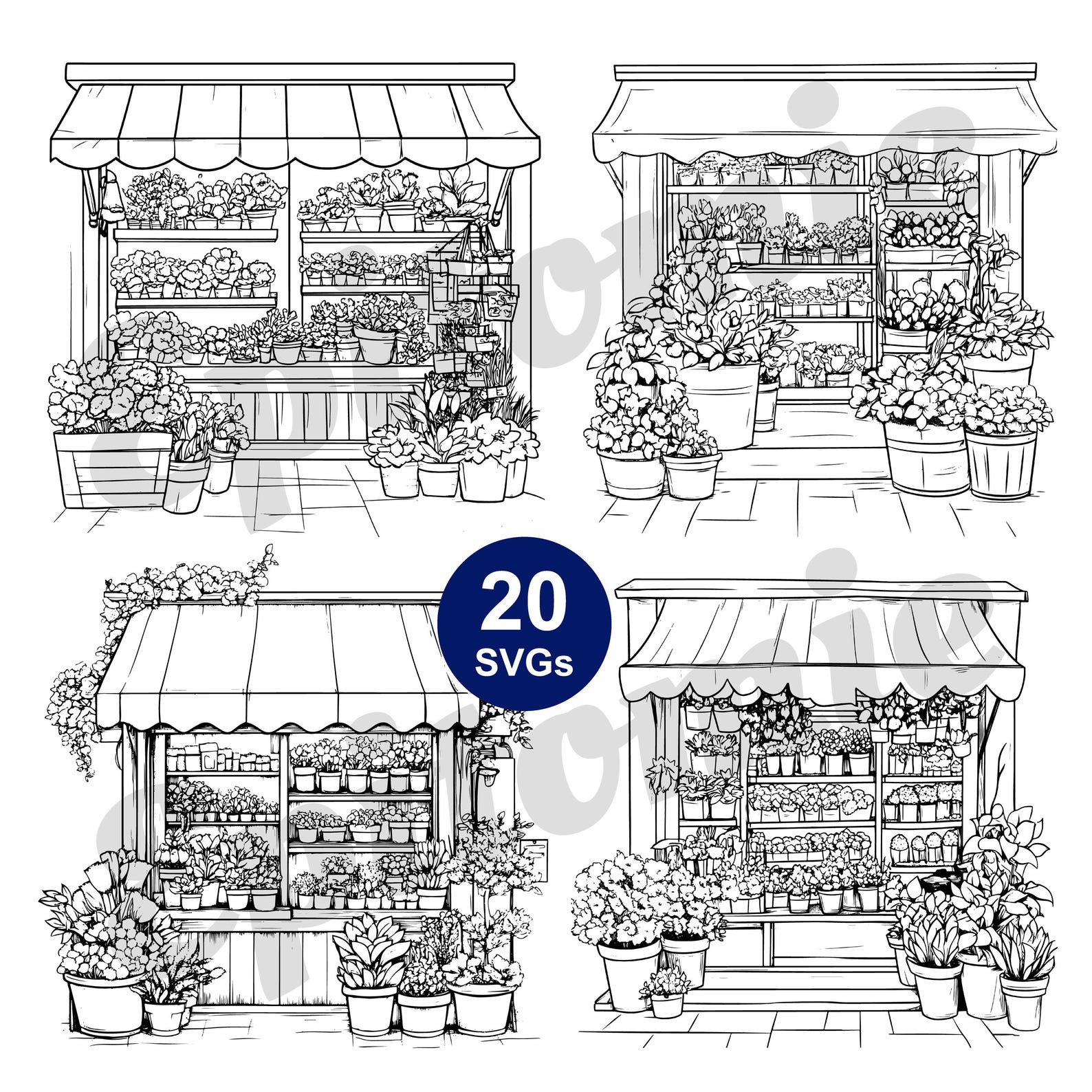 Flower Shop SVG: Floral Store Front, Local Flower Market Vector File - Etsy