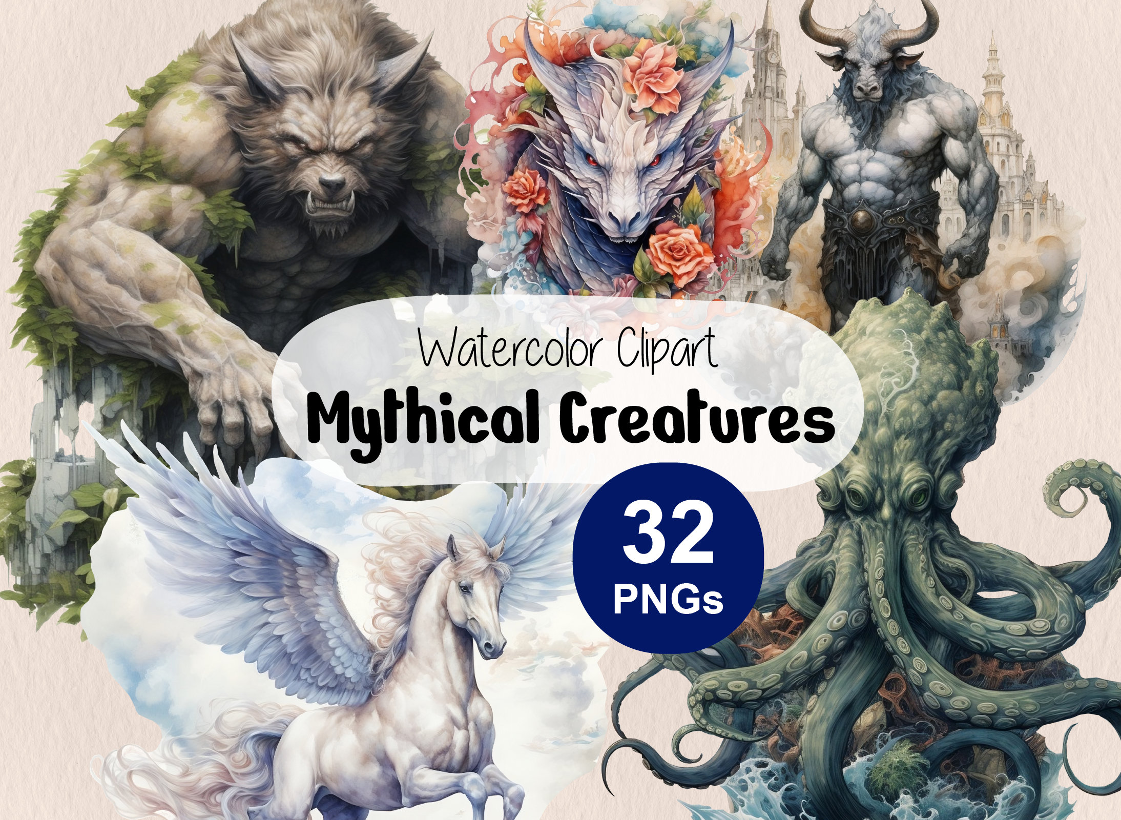 Mythical Creatures Clipart, Fantasy Monster Clipart, Fairy Tale ...