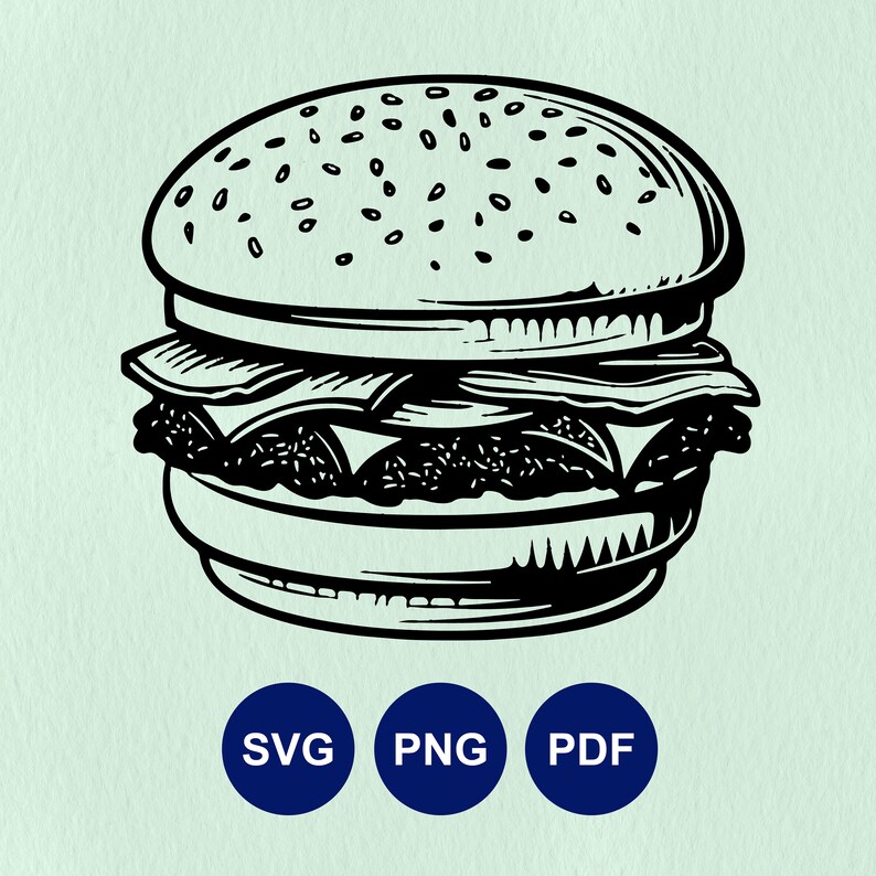 Hamburger SVG, Cheese Burger SVG Cricut, Big Mac Stencil, Fast Food ...