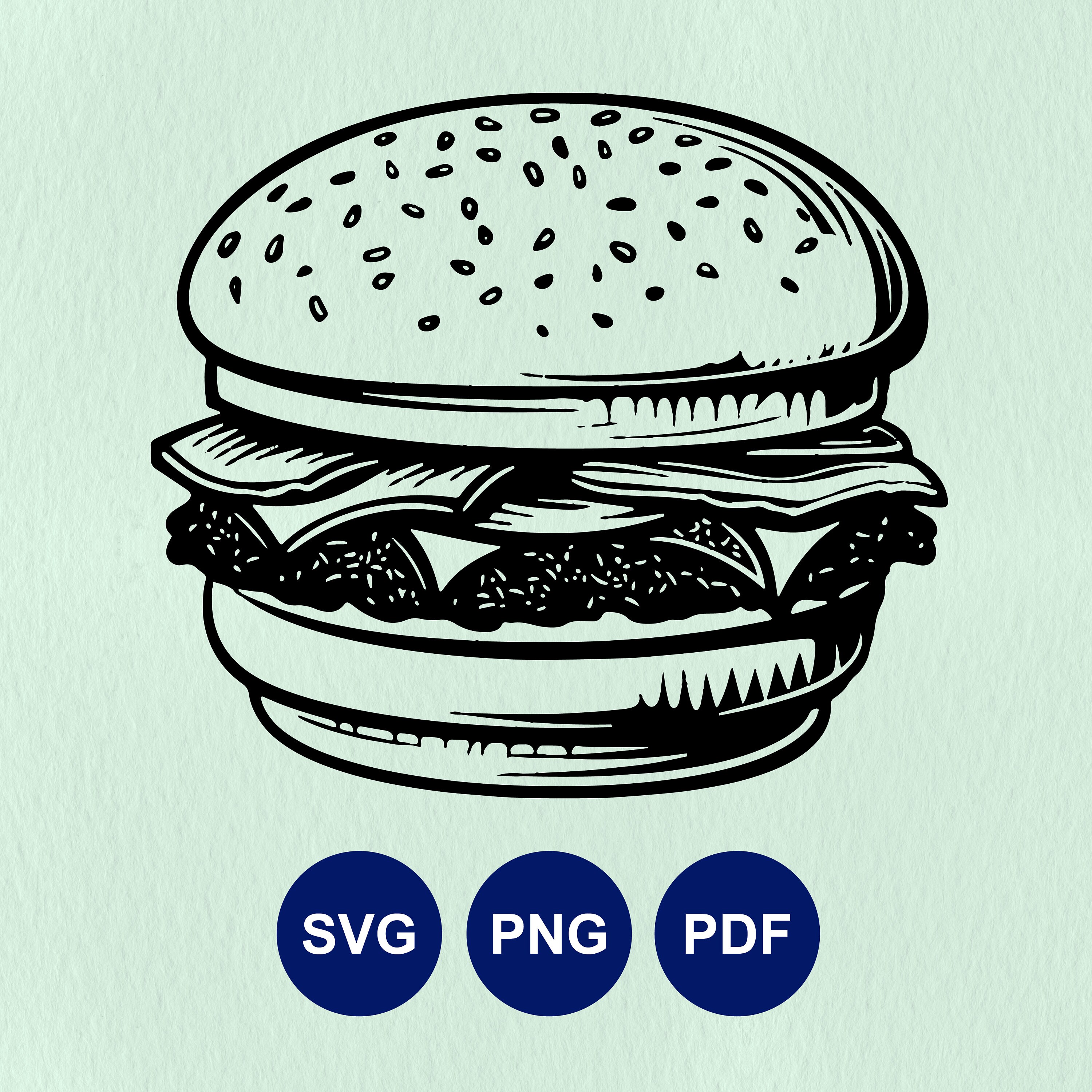 Hamburger SVG, Cheese Burger SVG Cricut, Big Mac Stencil, Fast Food ...