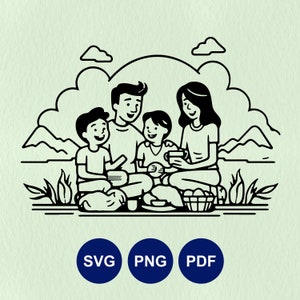Family Picnic SVG, Family Gathering Cricut, Family Day Out Stencil ...