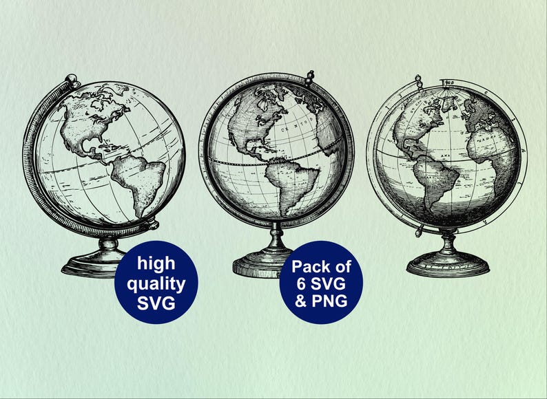 Vintage Globe SVG: Old World Map, Retro Geography Theme Decor, Antique ...