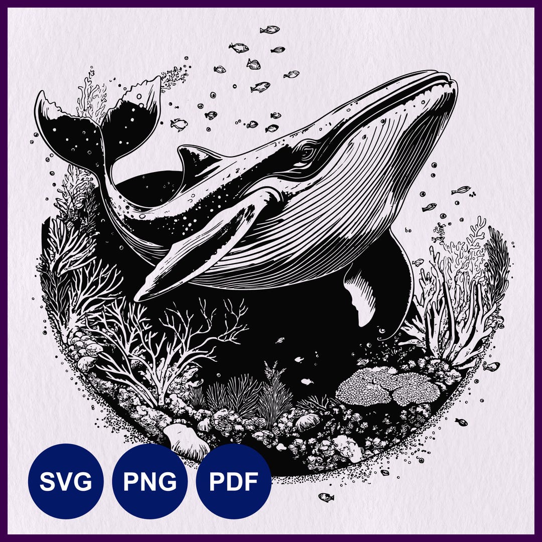 Humpback Whale SVG, Whale Cricut SVG, Whale Laser Cut, Marine Wild Life ...