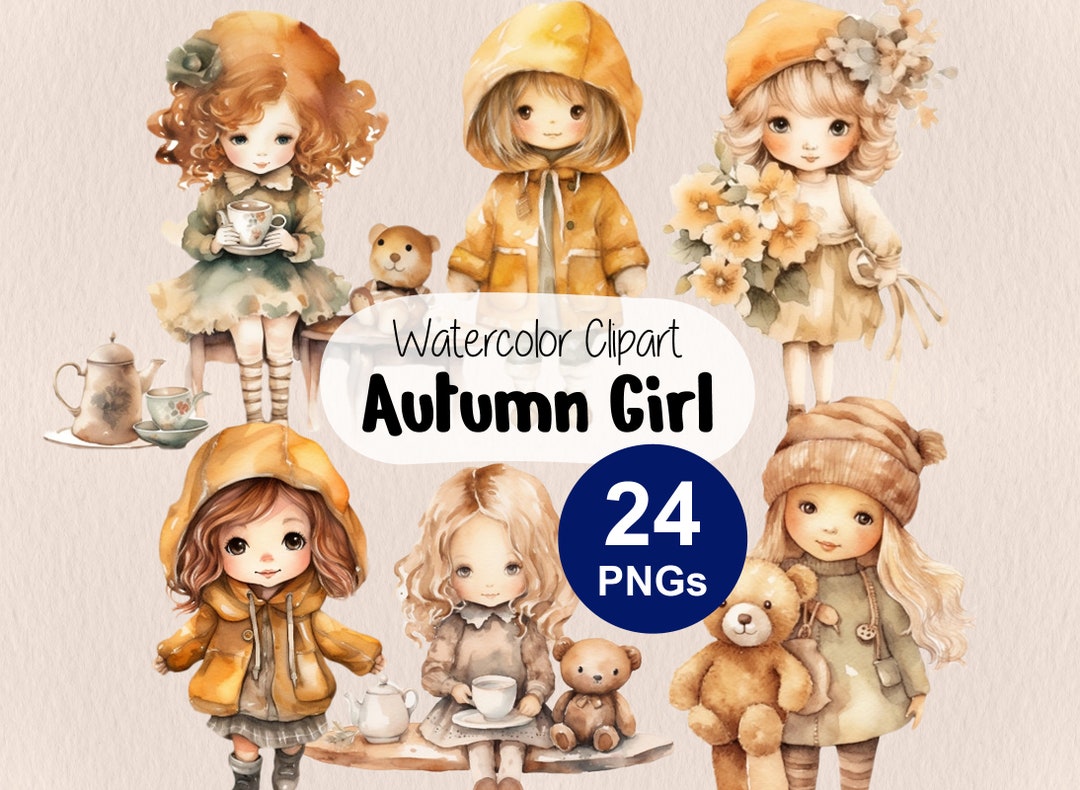 Autumn Girl Clipart, Little Autumn Girl PNG, Autumn Child Clipart ...