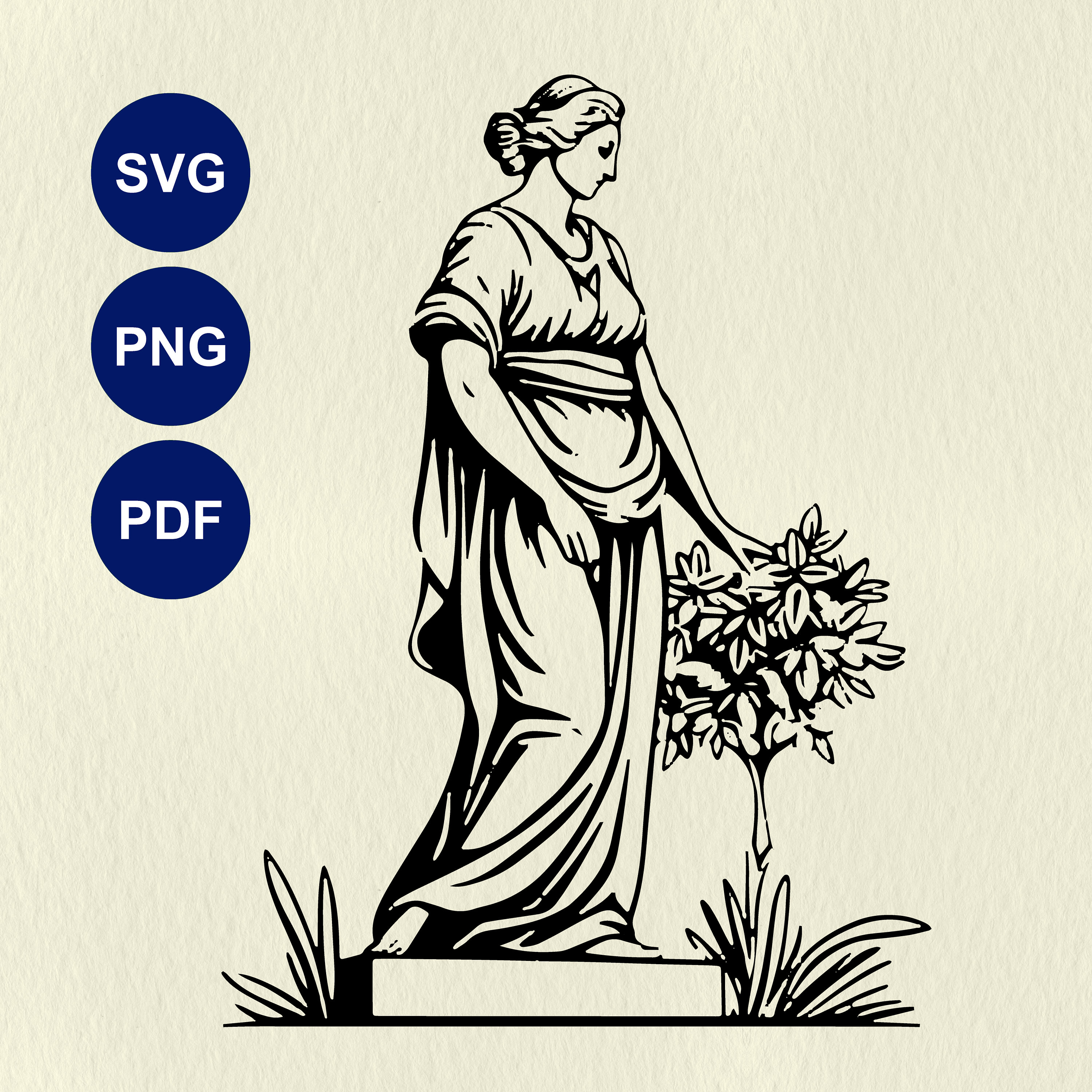 Antique Sculpture SVG, Greek Woman Statue SVG Cricut, Roman Statue ...