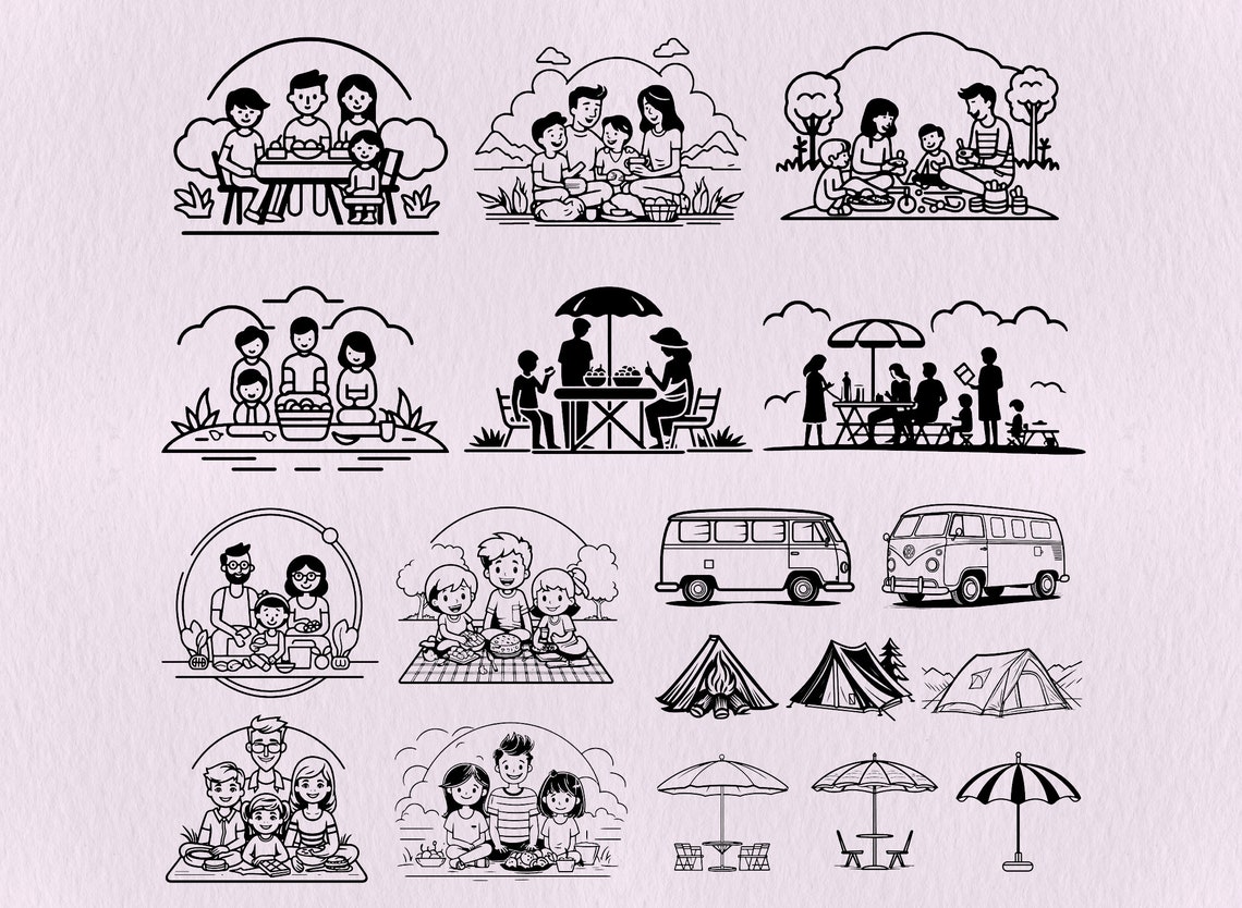 Picnic SVG Bundle, Picnic Basket SVG Cut Files, Picnic Cricut Stencil ...