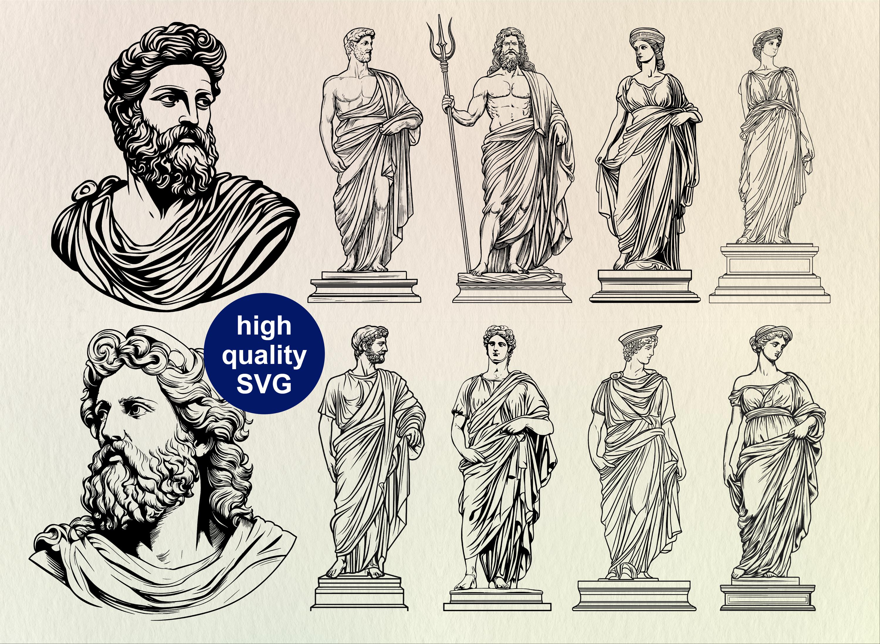Greek Statue SVG | 34 Classical Sculpture SVG | Ancient Roman Statues ...