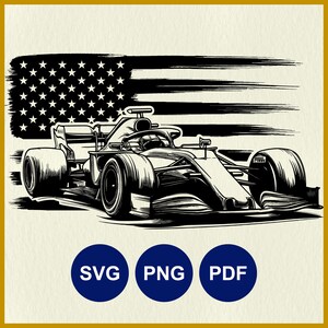 Race Car With American Flag SVG | Formula 1 Racing, F1 Race Track ...