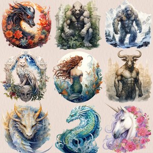Mythical Creatures Clipart, Fantasy Monsters PNG, Magical Creatures ...