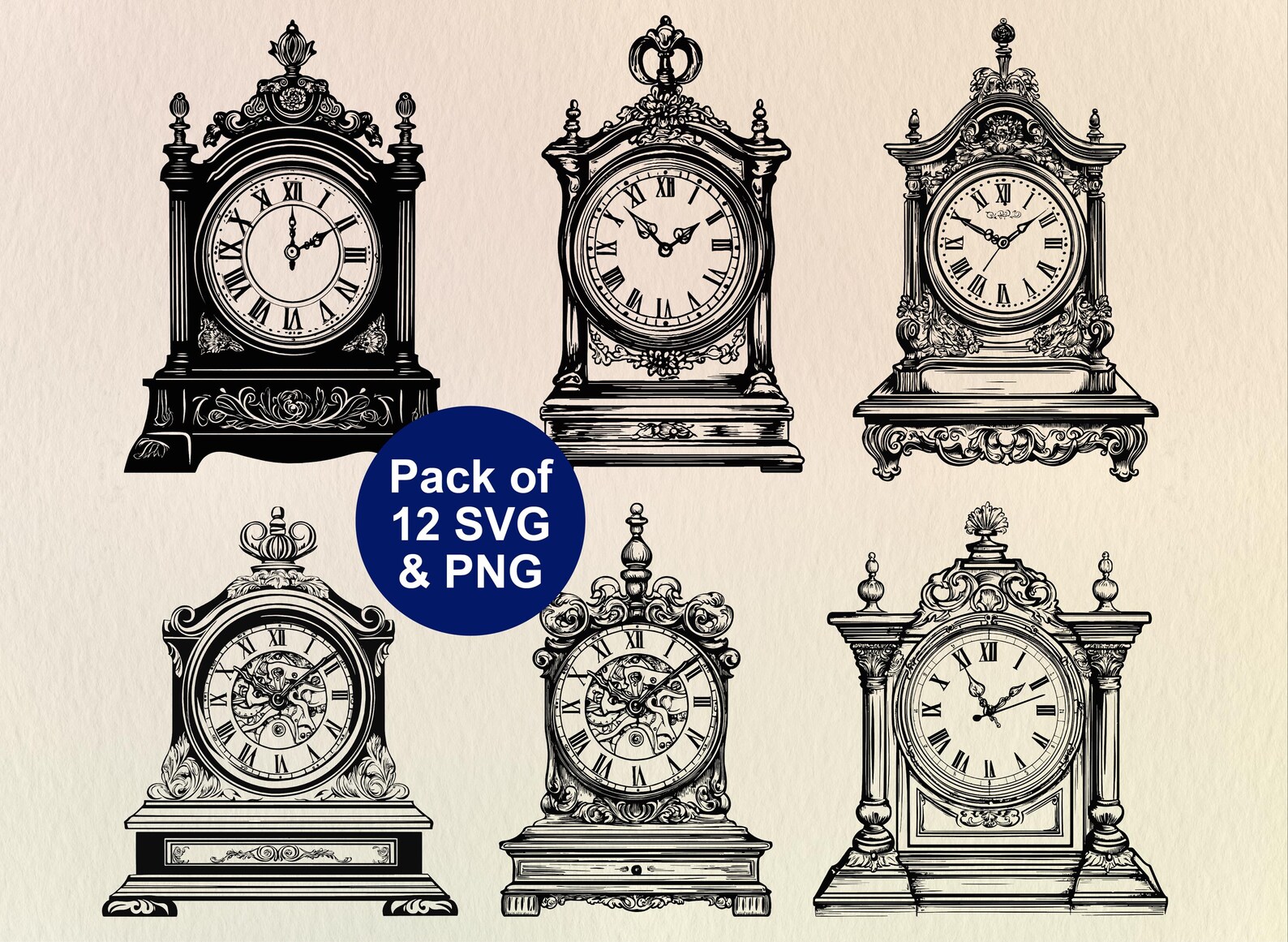 Vintage Clock SVG, Antique Clocks PNG, Timepiece Cricut, Vintage Decor ...