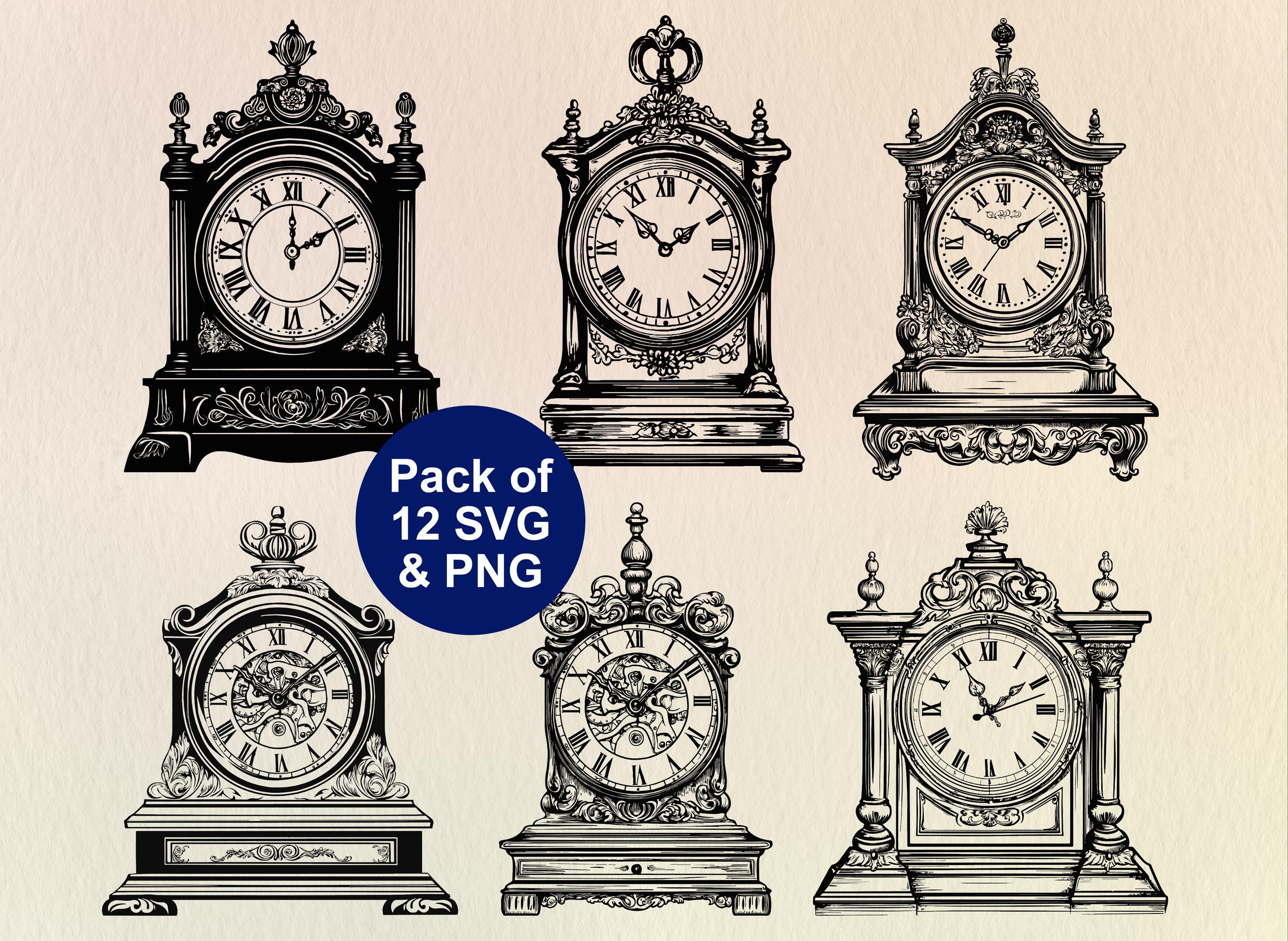 Vintage Clock SVG, Antique Clocks PNG, Timepiece Cricut, Vintage Decor ...