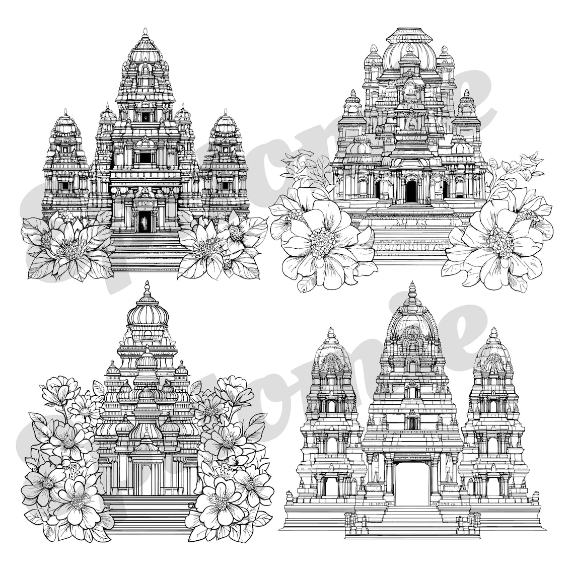 Hindu Temple SVG: Indian Vector Files for Cricut and Laser Cut - Etsy