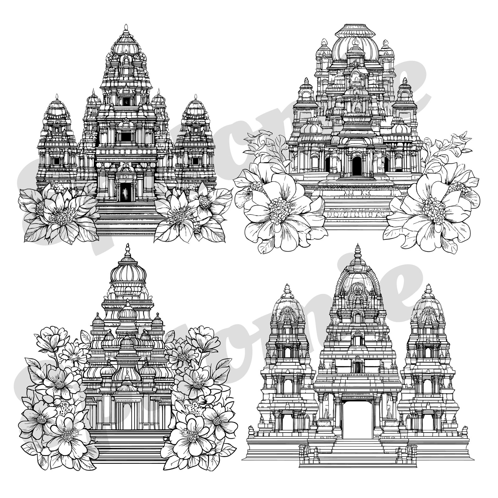 Hindu Temple SVG: Indian Vector Files for Cricut and Laser Cut - Etsy