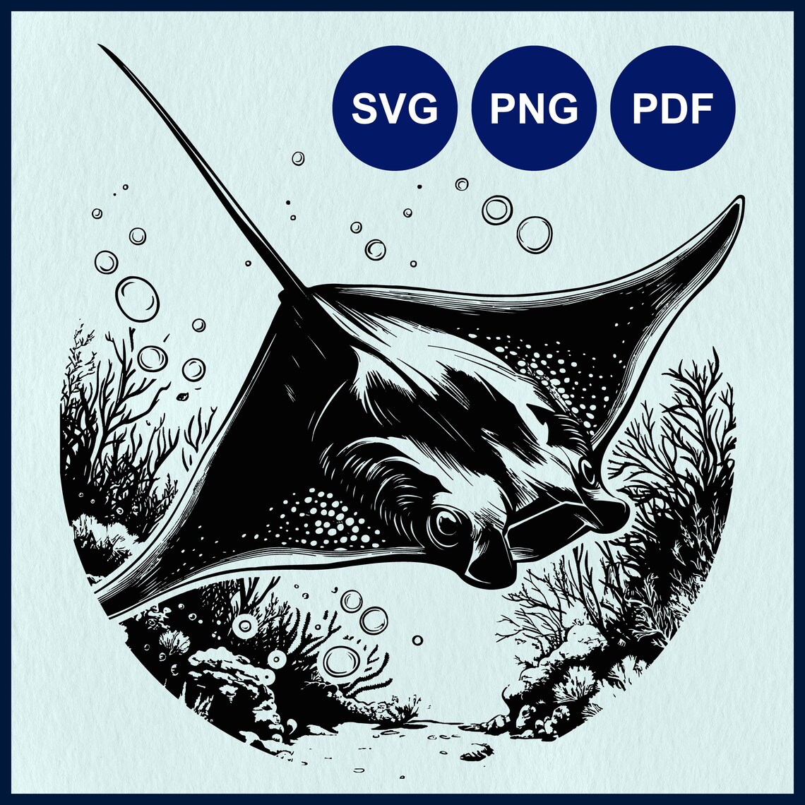 Stingray SVG, Manta Ray SVG, Marine Animal, Ocean Life PNG, Underwater ...