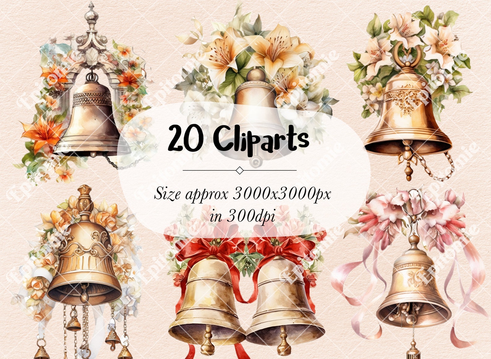 Church Bell Clipart: Wedding Bell PNG, Christmas Bell, Catholic Baptism ...