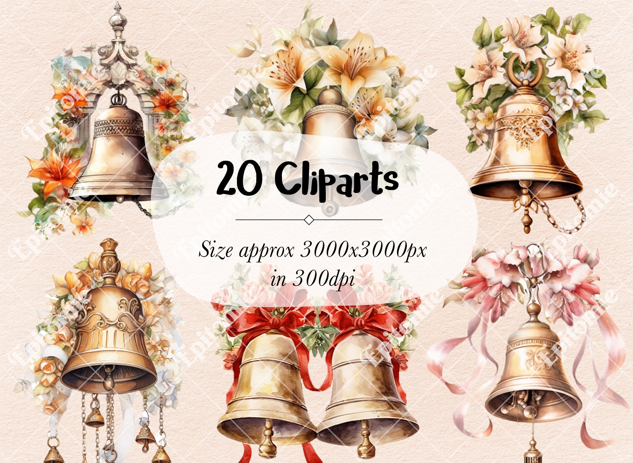 Church Bell Clipart: Wedding Bell PNG, Christmas Bell, Catholic Baptism ...