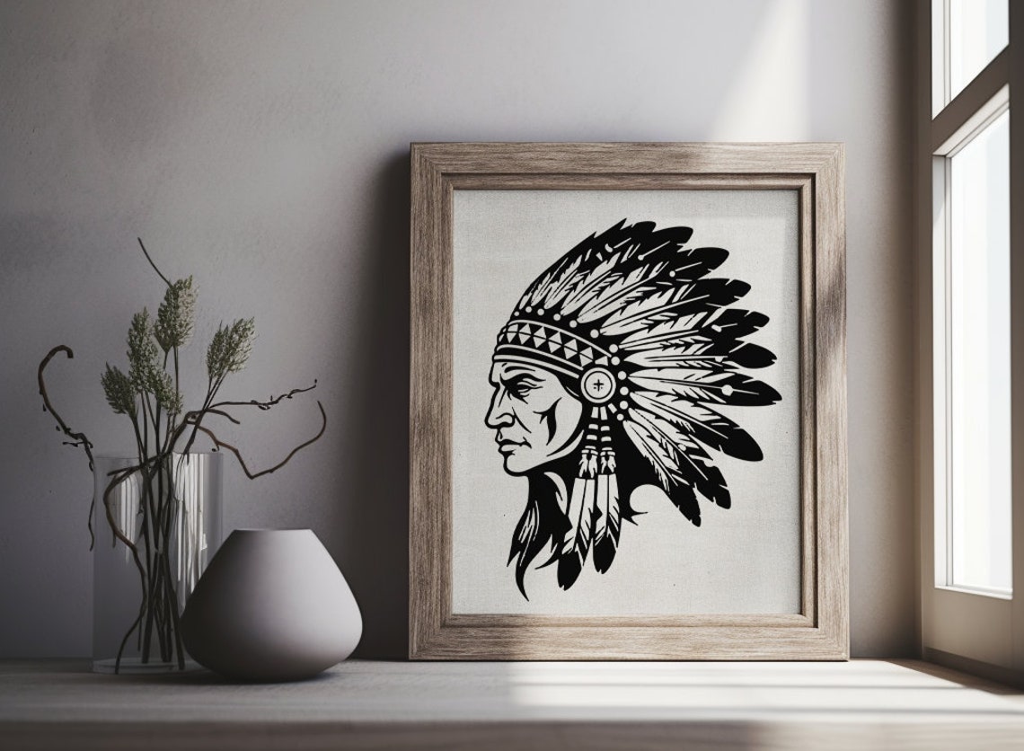 Native Chieftain SVG | Indian American Chief | Native American Tribal ...