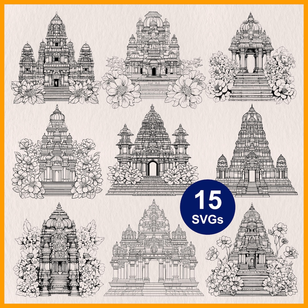 Hindu Temple SVG: Indian Vector Files for Cricut and Laser Cut - Etsy