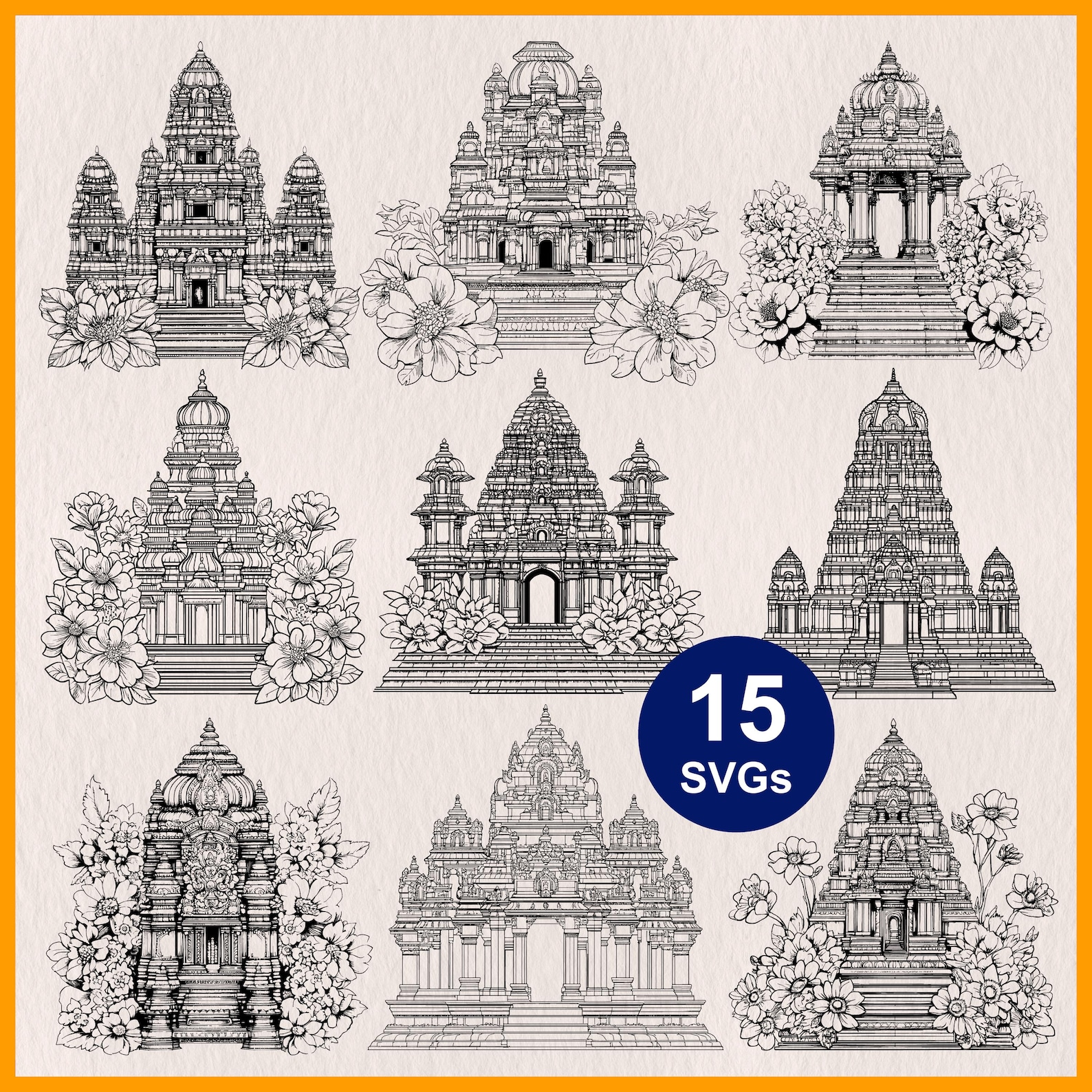 Hindu Temple SVG: Indian Vector Files for Cricut and Laser Cut - Etsy