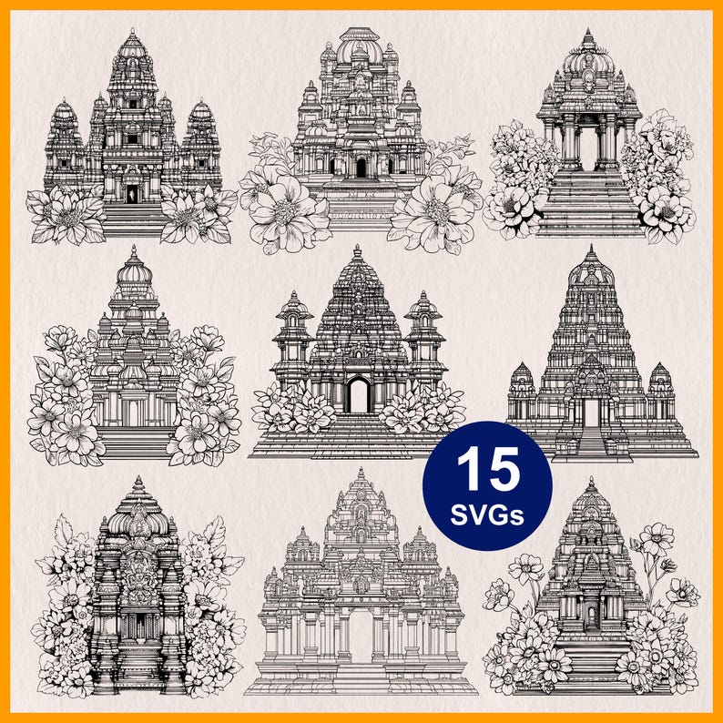 Hindu Temple SVG: Indian Vector Files for Cricut and Laser Cut - Etsy