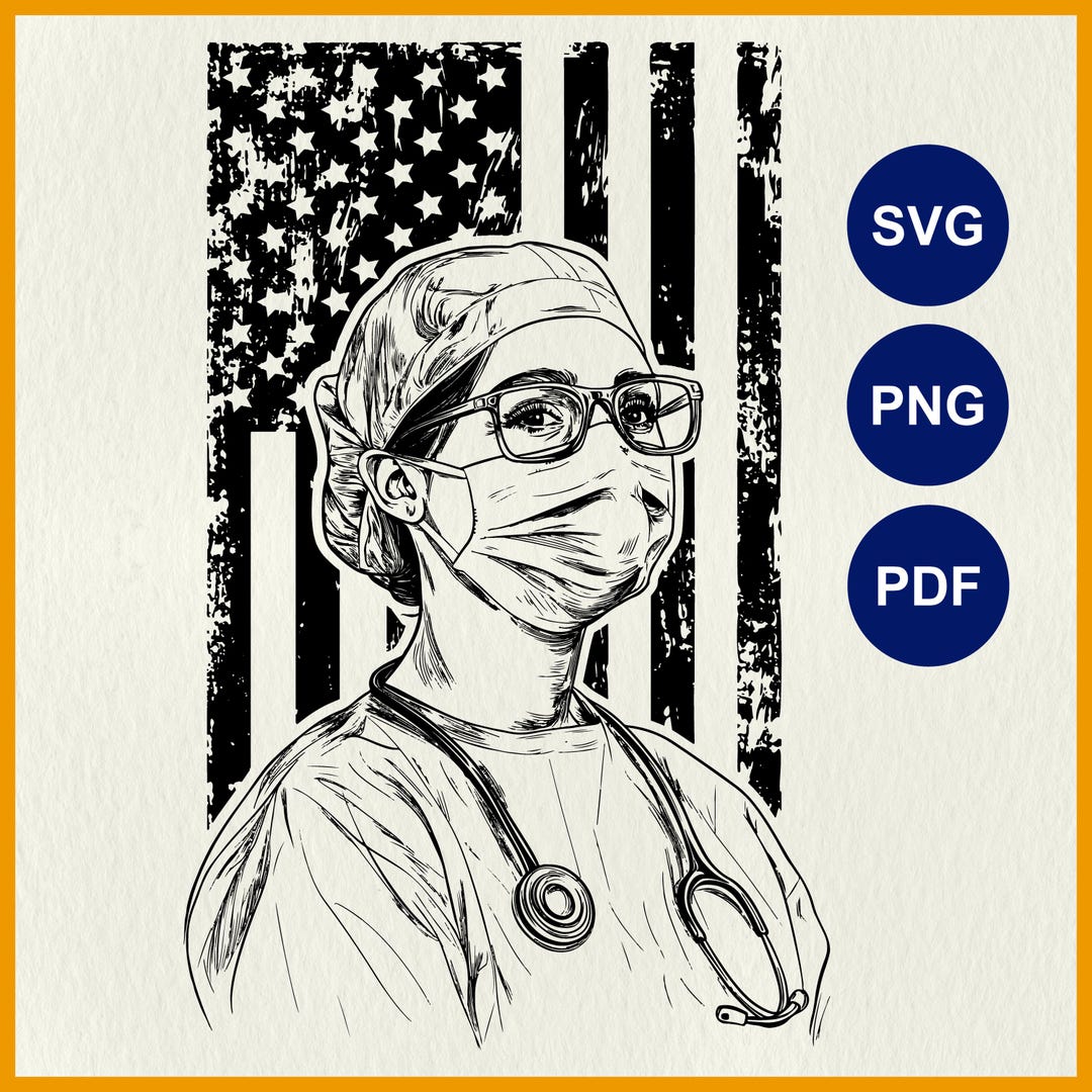Female Surgeon With American Flag SVG: Woman Doctor, Female Medic ...