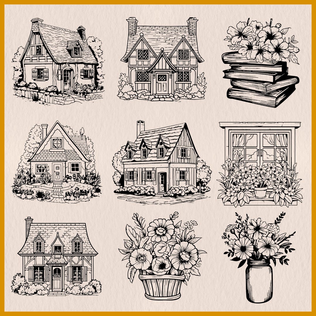 Cottage SVG Bundle: Cottagecore Vector File, Country House, Countryside ...