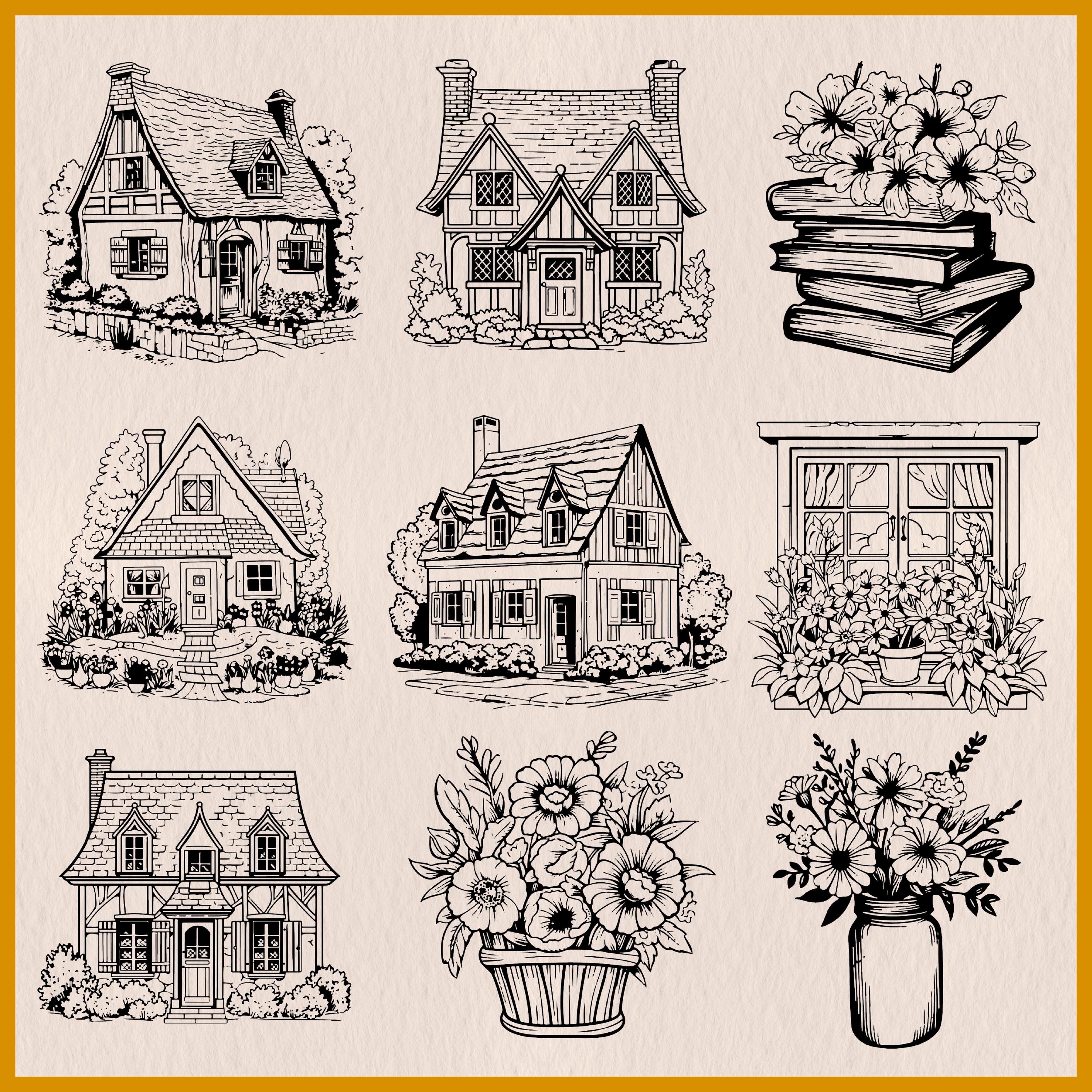 Cottage SVG Bundle: Cottagecore Vector File, Country House, Countryside ...