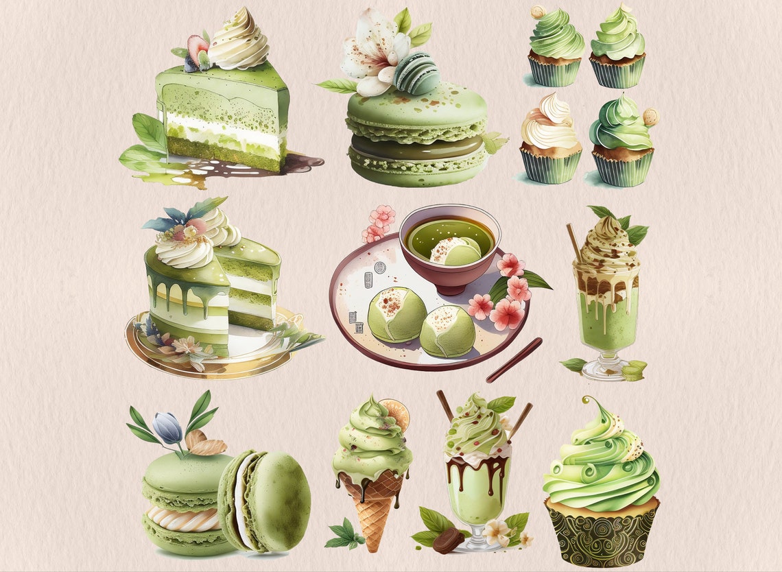 Everything Matcha Clipart, Matcha Dessert Clipart, Matcha Sweet, Matcha ...