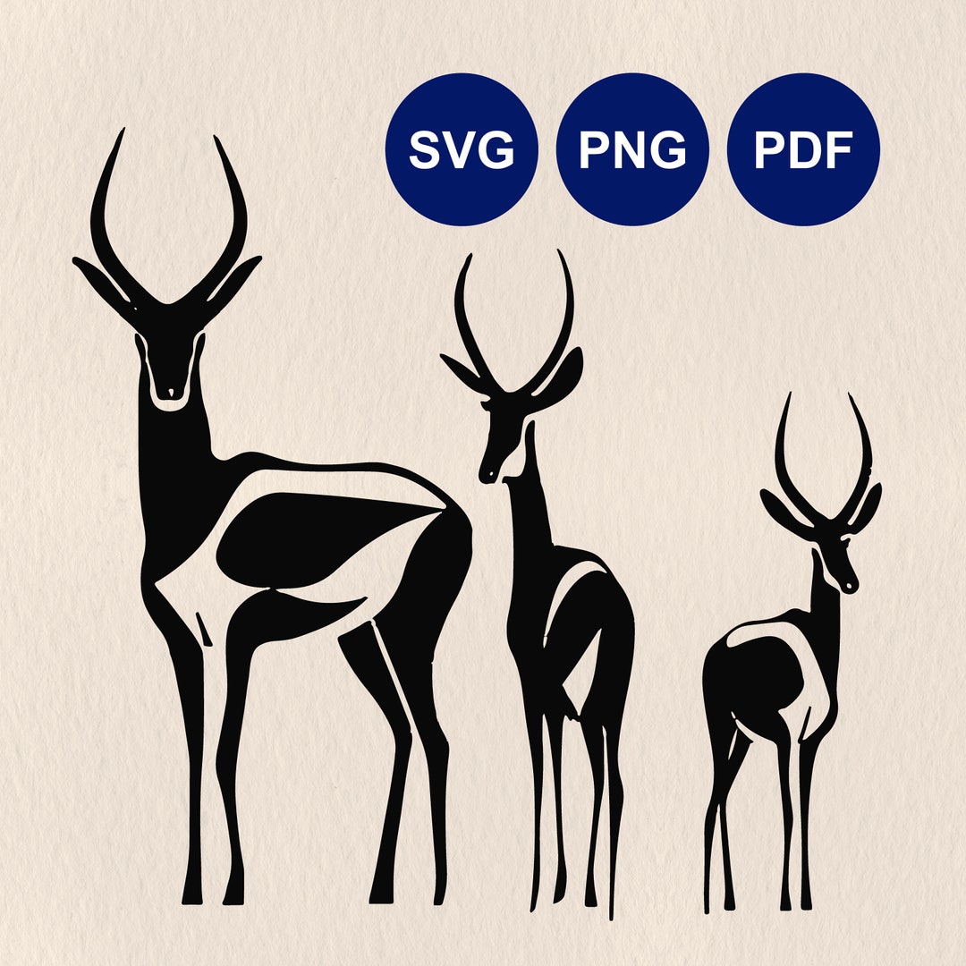 Gazelles SVG, Deer Cricut File, Pack of Gazelle Lasercut, Gazelle Herd ...