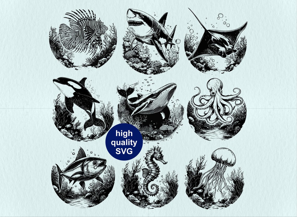 Animales marinos SVG, Peces oceánicos SVG, Tiburón ballena, Delfín ...