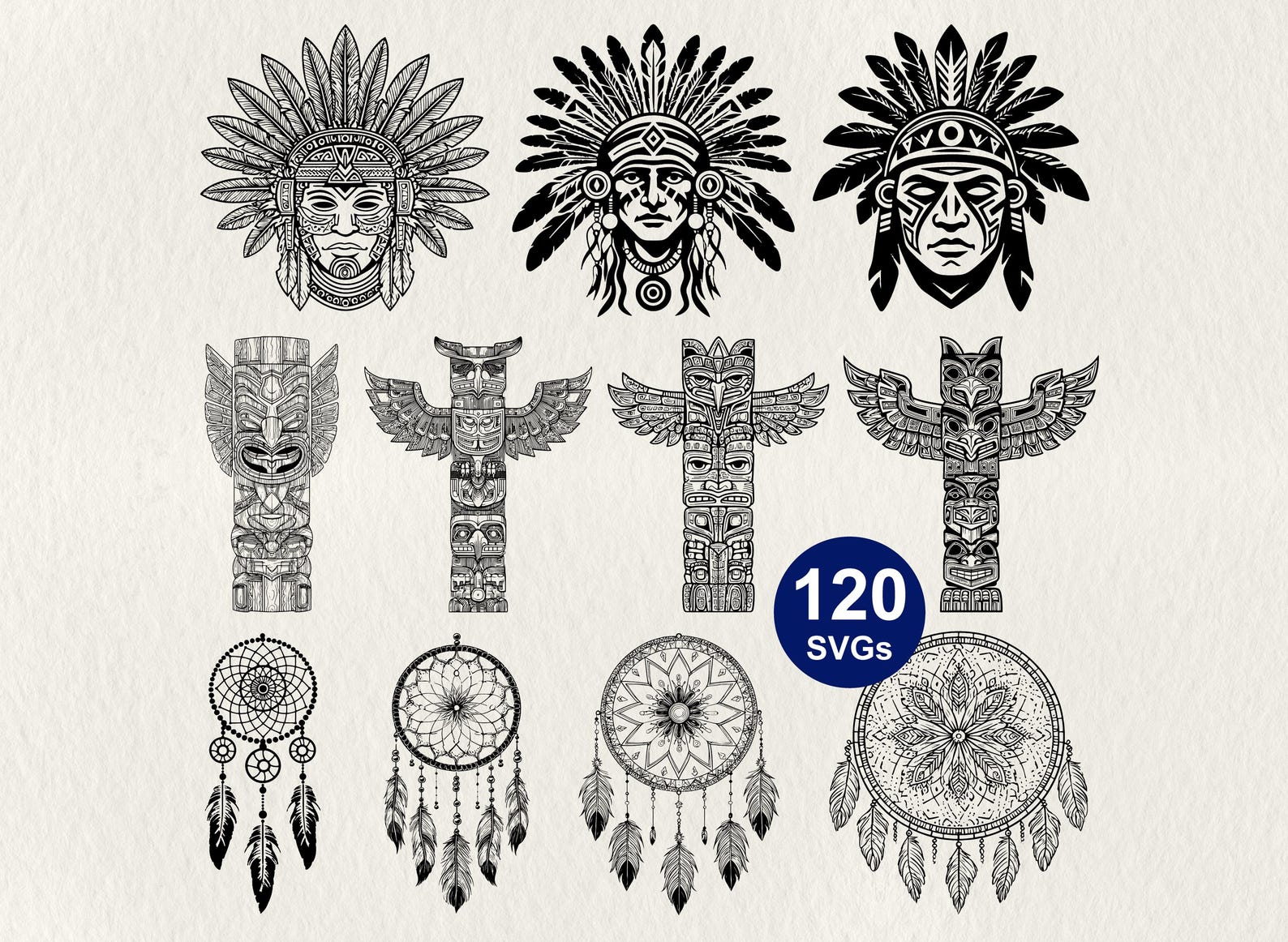 Native American SVG: Native Indians Chieftain SVG, Indigenous Totem ...