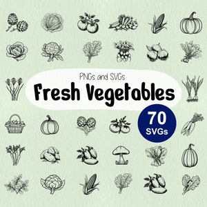 Vegetables 70 SVG Bundle, Vegetable SVG, Cabbage Svg, Vegetable ...