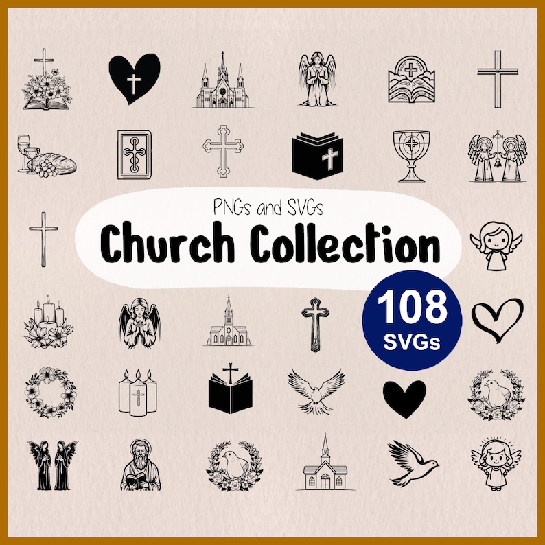 Church SVG Bundle: Baptism & First Communion, Christian Chapel Decor ...