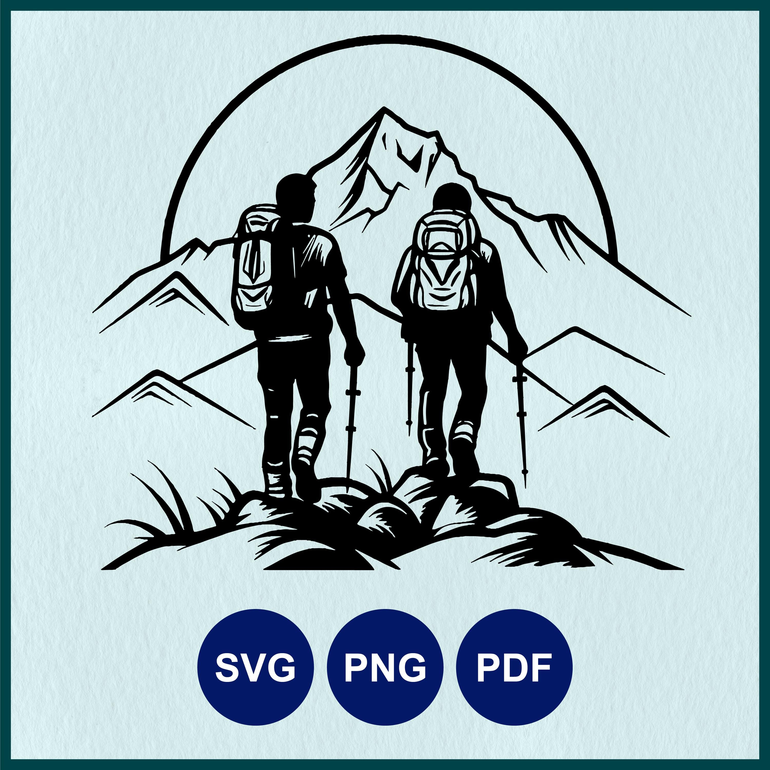 Hikers SVG, Hiking Cricut, Camping SVG, Mountain Hiking Stencil, Adventure Lasercut, Nature ...