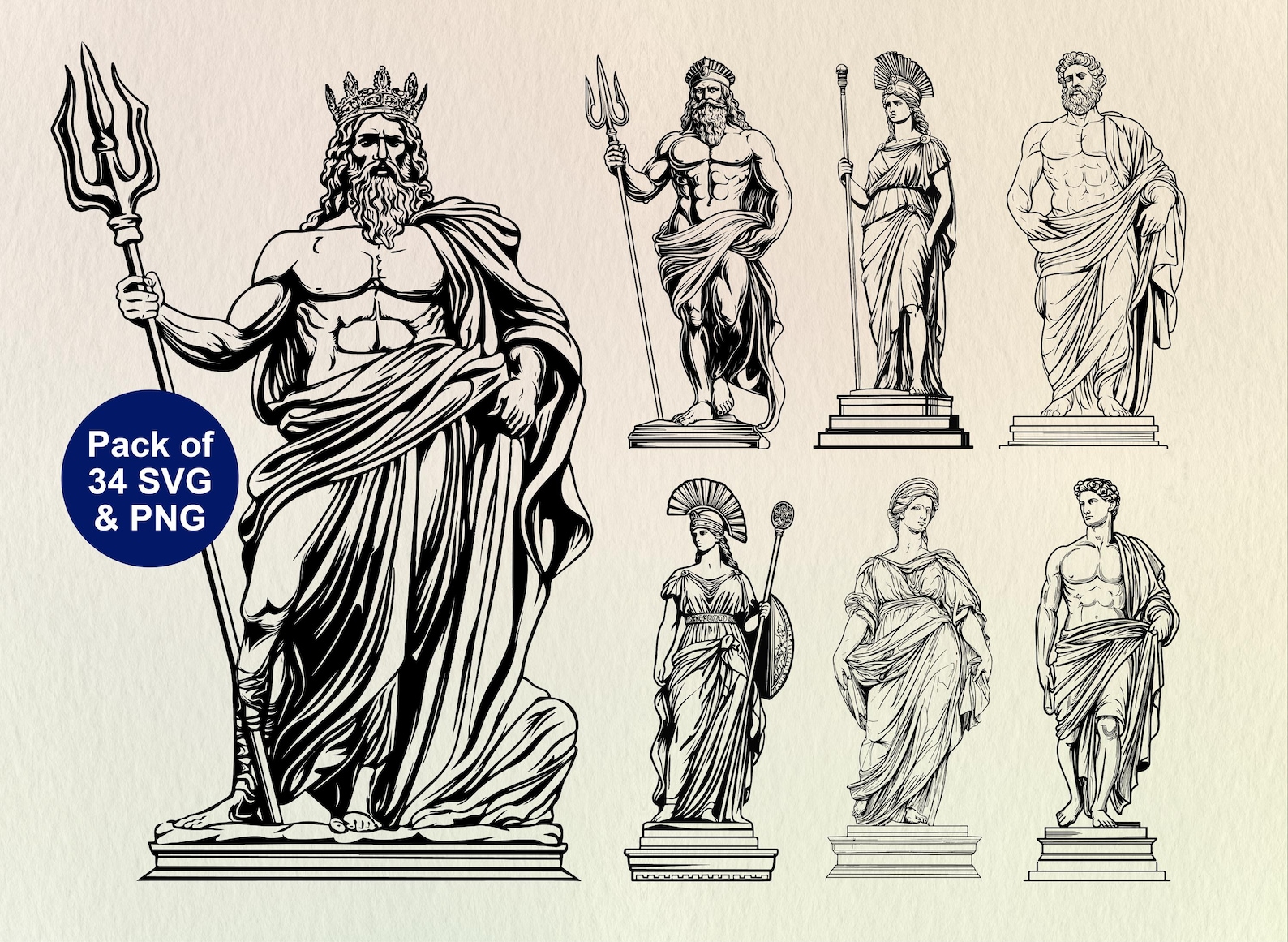 Greek Statue SVG | 34 Classical Sculpture SVG | Ancient Roman Statues ...