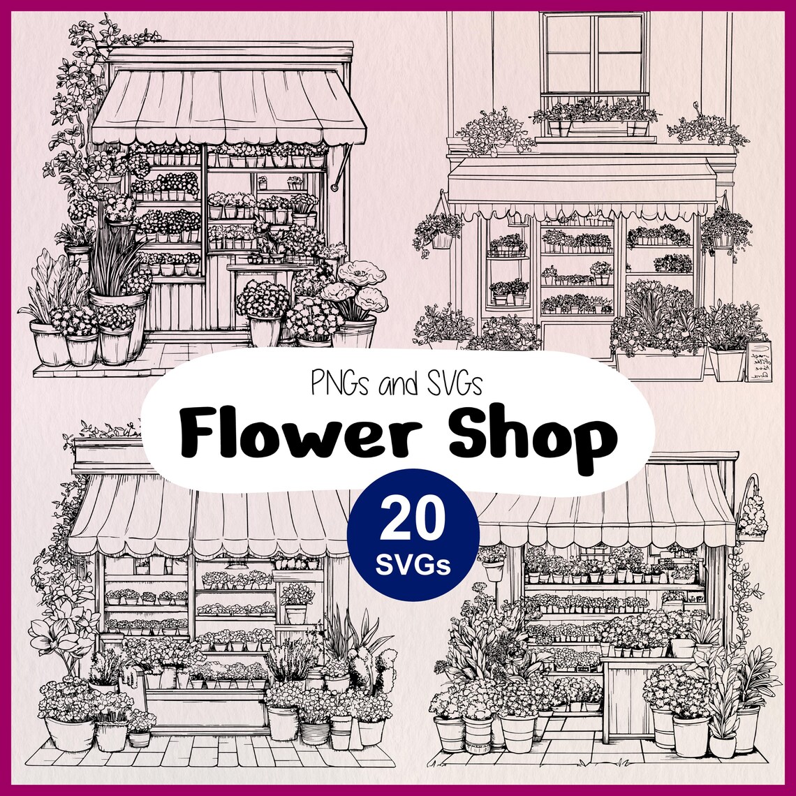 Flower Shop SVG: Floral Store Front, Local Flower Market Vector File - Etsy